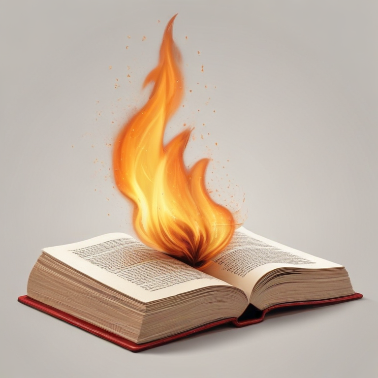 An Open Book with Flames Rising From Its Pages Igniting Passion for Reading