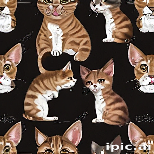 Adorable Pattern Featuring Playful Brown and White Cartoon Cats Everywhere