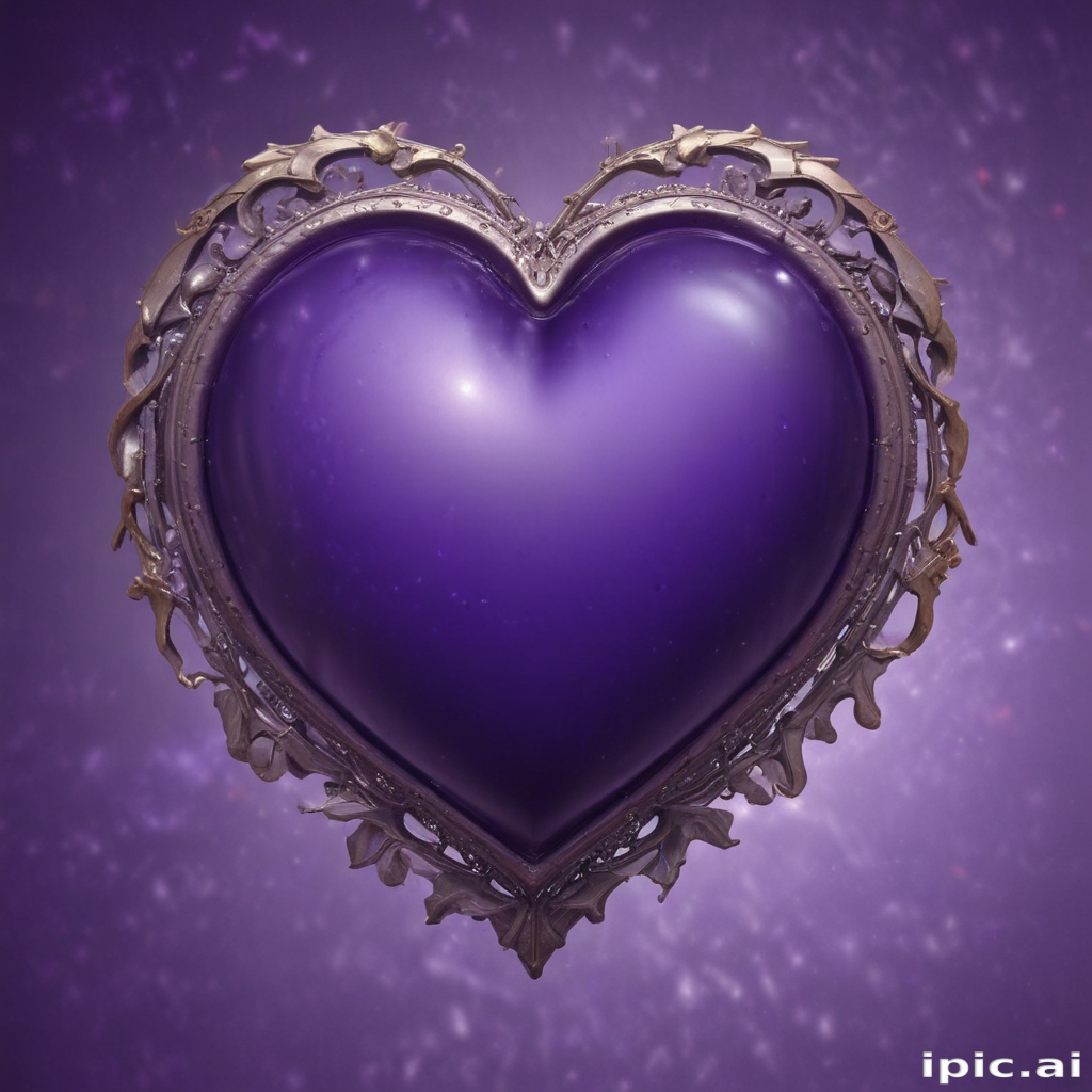 A Beautifully Crafted Purple Heart Surrounded by Intricate Silver Detailing