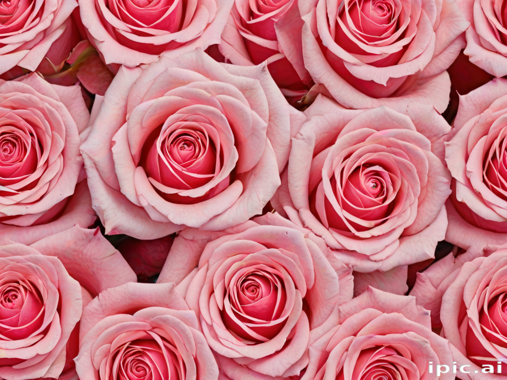 A Beautiful Arrangement of Soft Pink Roses in Full Bloom Together