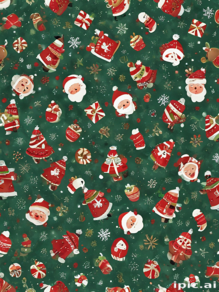 Festive Holiday Wrapping Paper Featuring Santa, Gifts, and Christmas ...