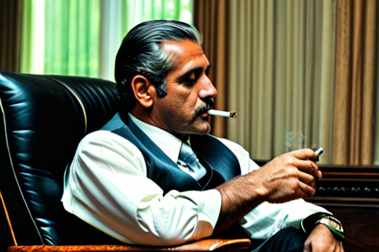 A men Smoking the sigar sit in chair