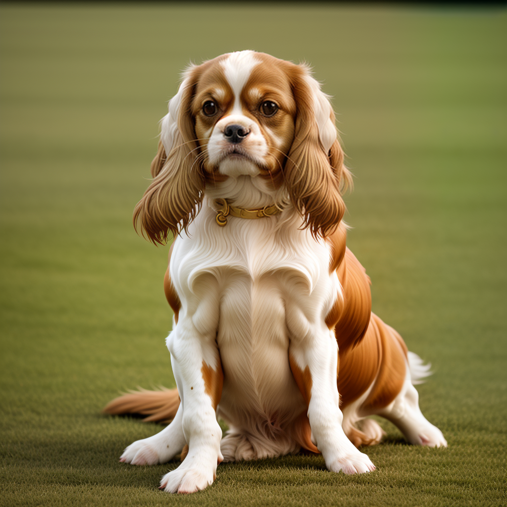 A Beautiful Cavalier King Charles Spaniel Sitting Gracefully on Green ...