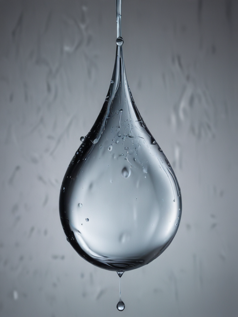 Captivating Close-Up of a Crystal Clear Water Droplet in Motion