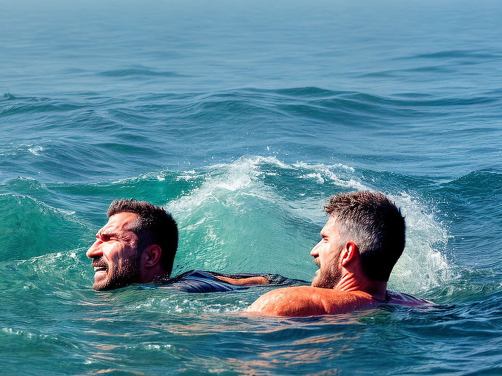 A man tries to survive drowning