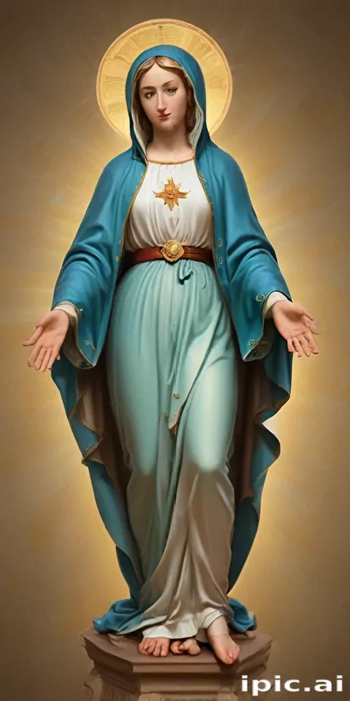 Majestic Depiction of the Virgin Mary Surrounded by Divine Light and Grace