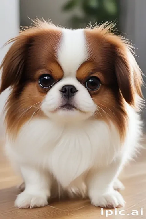 A Cute and Fluffy Japanese Chin Dog with Big Eyes and Adorable Fur.