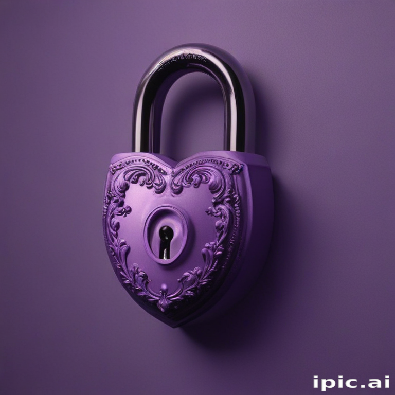 Intricately Designed Heart-Shaped Purple Padlock Symbolizing Love and ...