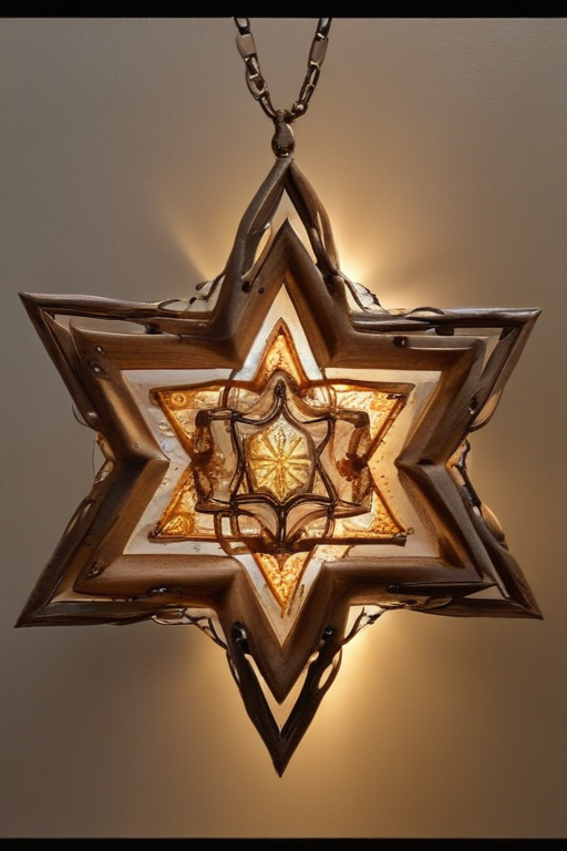 Intricate Star-Shaped Pendant Light Illuminating with Warm, Inviting Glow