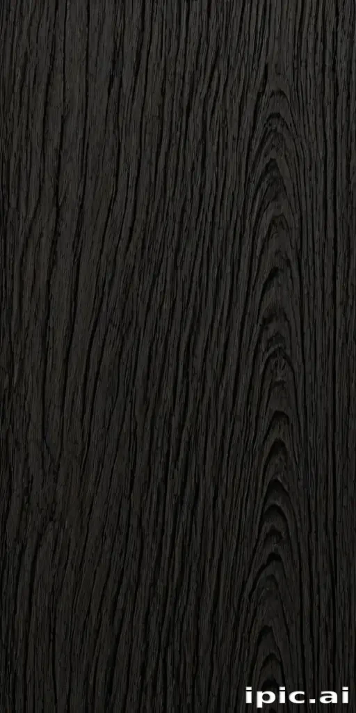 Textured Black Wood Surface with Distinct Grain Patterns and Depth.