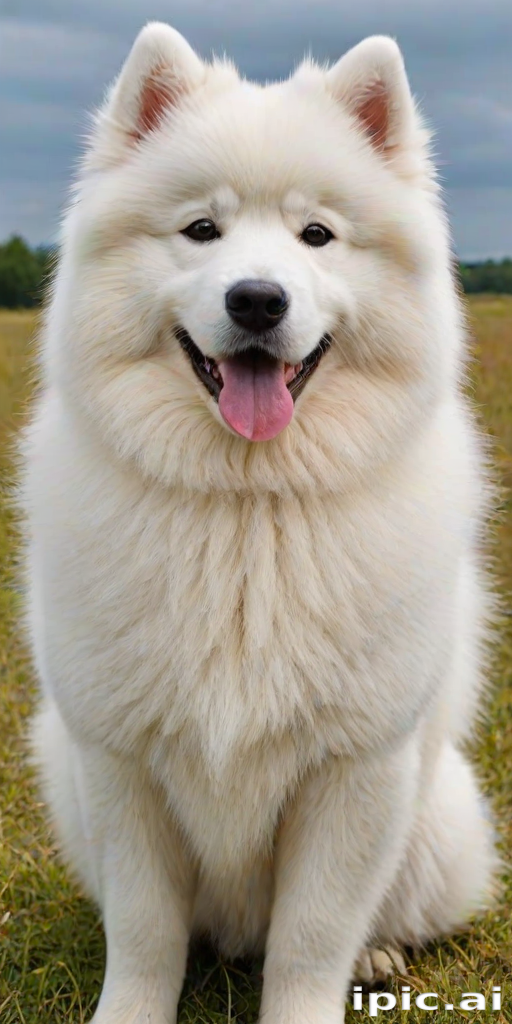 A Happy and Playful Samoyed Dog Enjoying a Beautiful Day Outdoors.