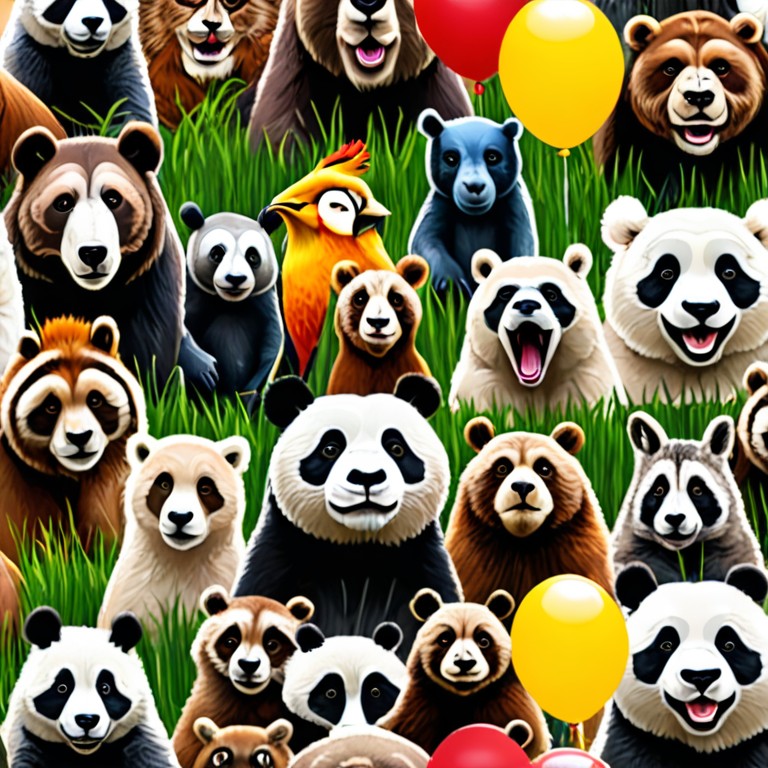 a lot animals having a party