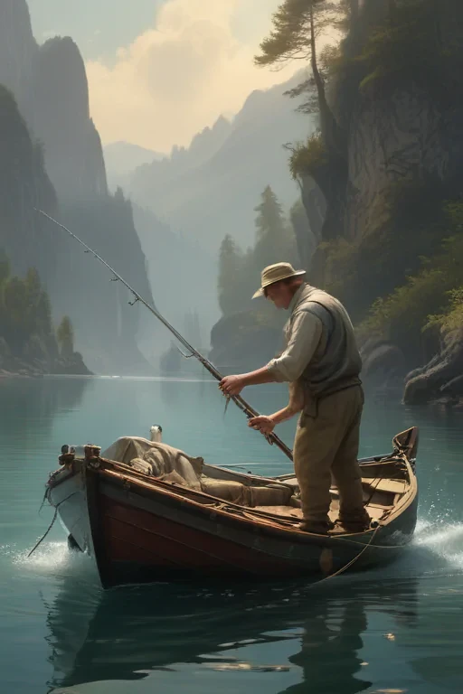 Tranquil Morning Fishing Adventure in a Serene Mountain Landscape