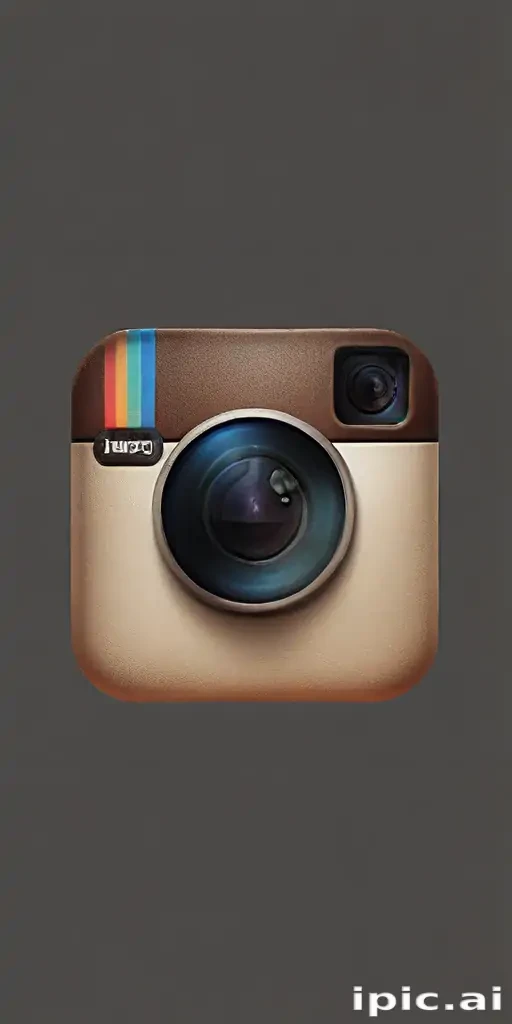 Stylized Icon of Instagram Featuring Camera Lens and Colorful Stripes