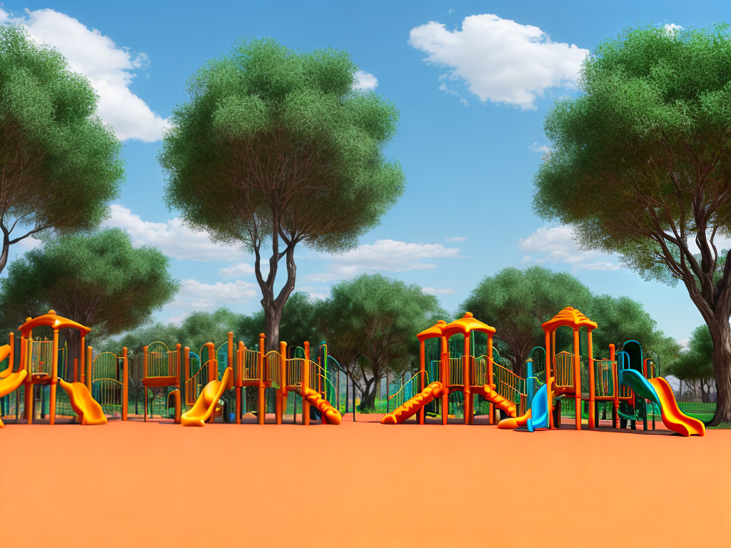 A playground in painted anime art style
