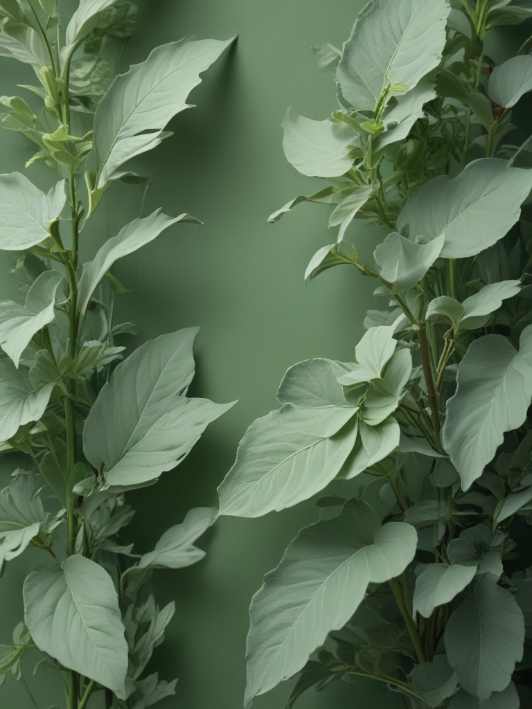 Vibrant Green Leaves Against a Smooth Green Background Creating Natural ...