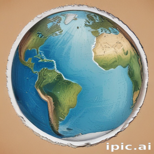 Artistic Representation of Earth Emerging from a Torn Paper Background