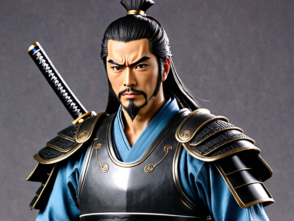 Japanese samurai anime manga with short beard