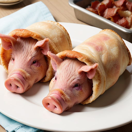 Deliciously Creative Culinary Art: Pigs in Pastry Shells Served on a Plate