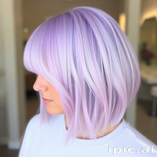 Stylish Lavender Bob Haircut with Soft Pastel Highlights for a Trendy Look
