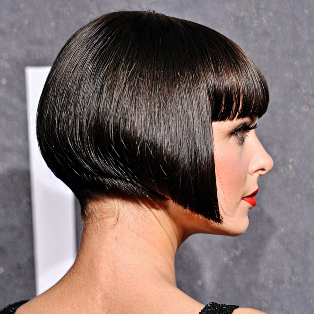 louise brooks bob haircut with buzzed nape from the back