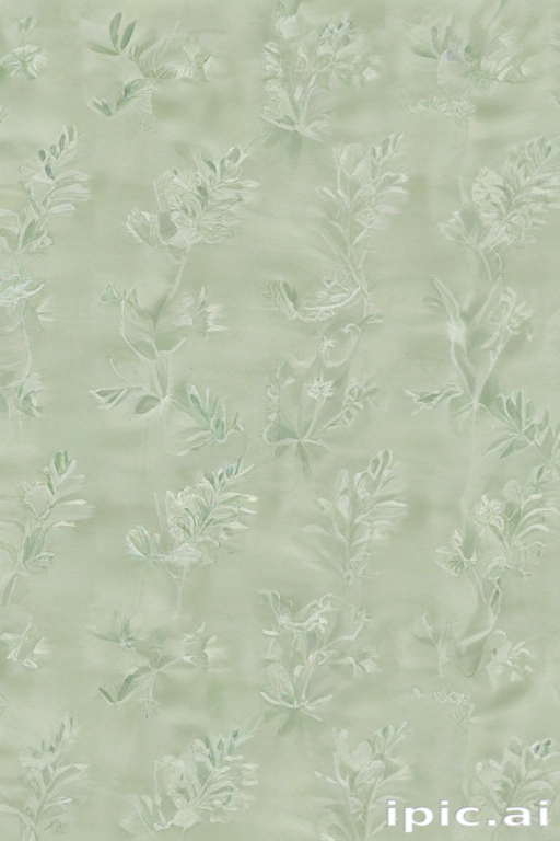 Delicate Green Floral Patterns on Soft Fabric Background for Elegant Decor.