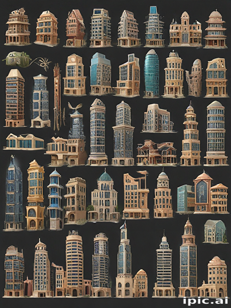 A Diverse Collection of Architectural Models Showcasing Unique Building Designs and Styles.