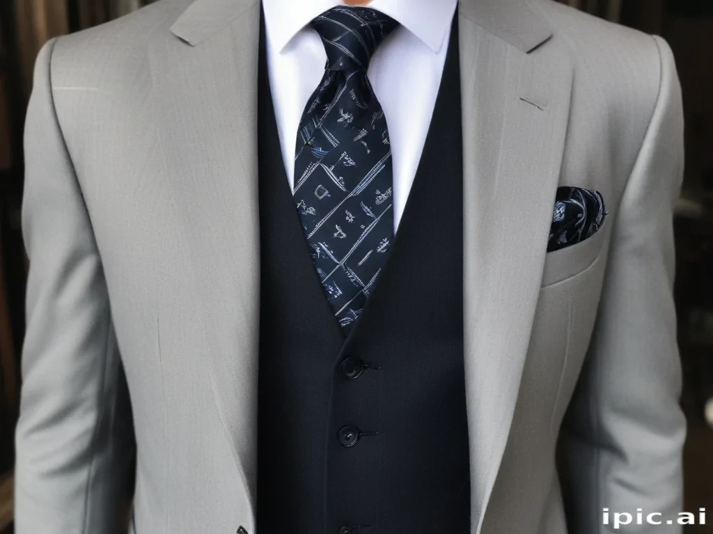 Elegant Tailored Suit with Stylish Tie and Pocket Square Detail
