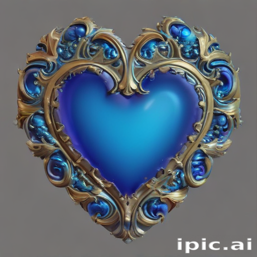 Intricately Designed Heart Shaped Frame with Elegant Blue Centerpiece