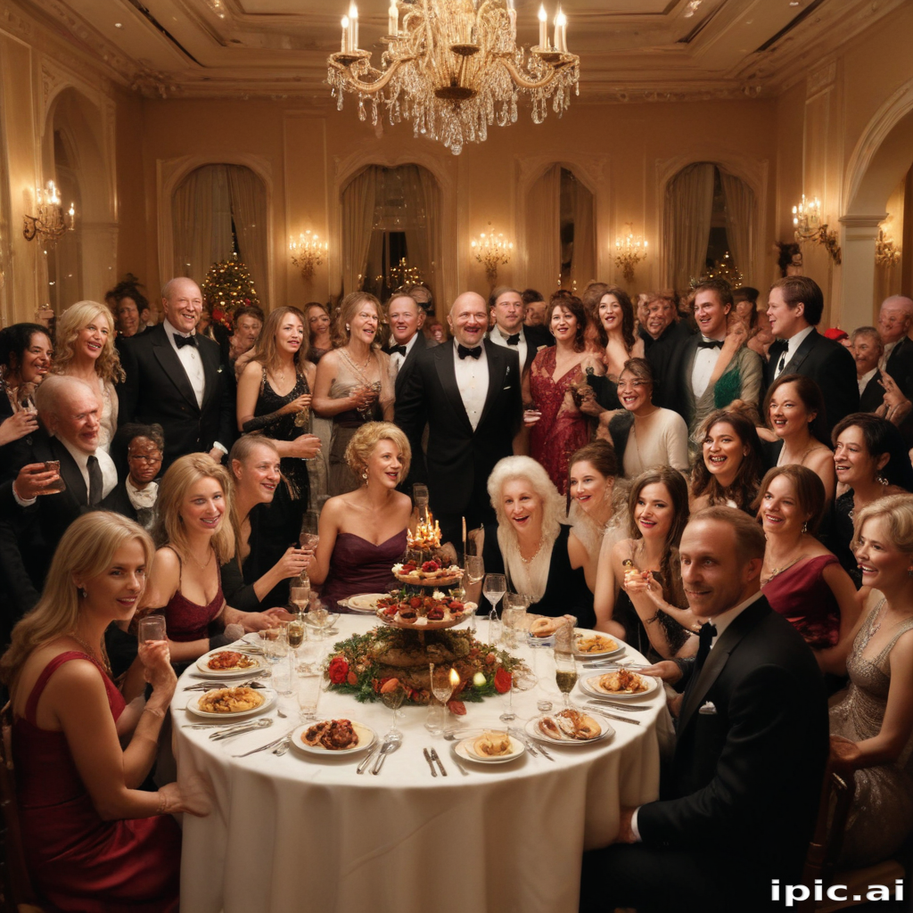 A Joyous Celebration of Elegance and Togetherness at a Lavish Dinner Party.