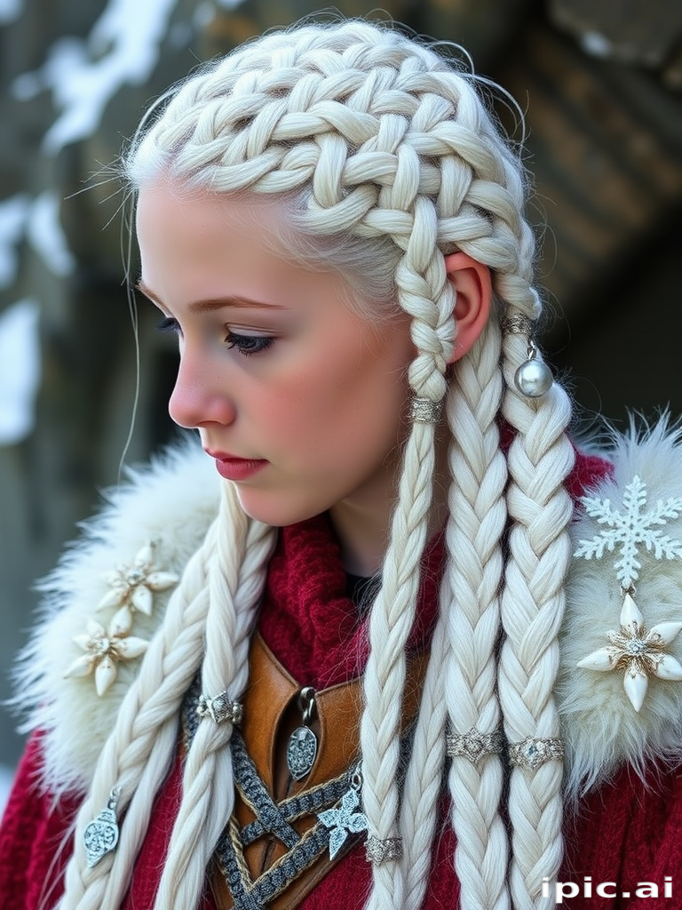 Enchanting Portrait of a Young Woman with Intricate Braided Hair and ...