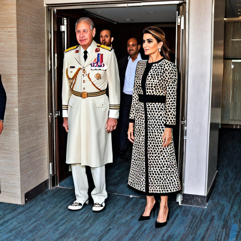 As soon as she arrived at the airport, a guard showed Queen Rania a room.