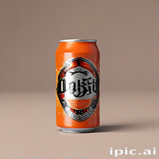 A Vibrant Orange Can of Refreshing Beverage with Unique Design Elements.