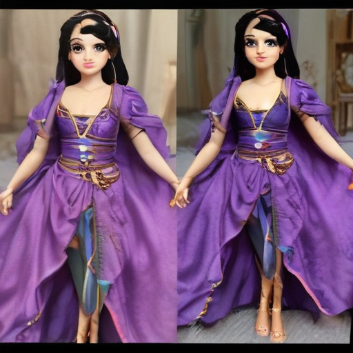 jasmine aladdin Disney women with purple cloth 3D look real