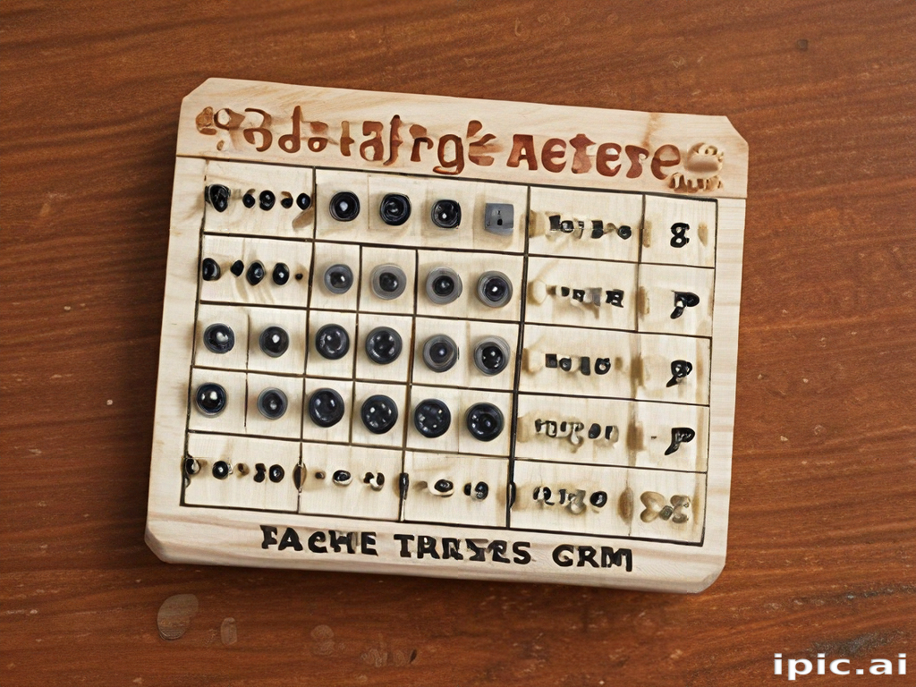 A Traditional Counting Board Displaying Various Symbols and Numbers for ...