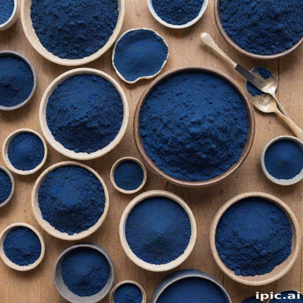 An Aesthetic Collection of Vibrant Blue Powders in Various Bowls