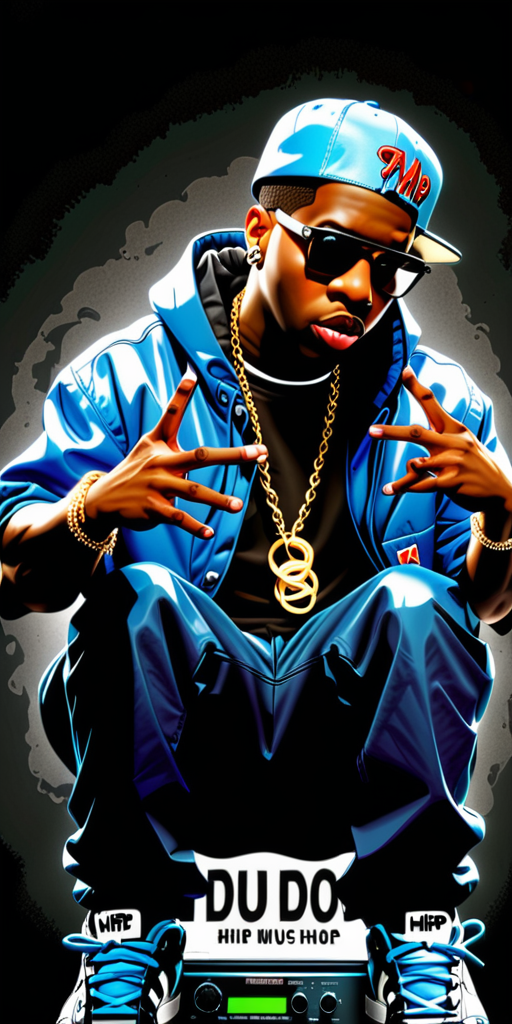 Vibrant Hip Hop Artist in Blue Outfit with Stylish Accessories.