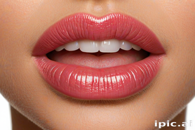 Close-Up of Glossy Lips with Natural Shine and Healthy Appearance