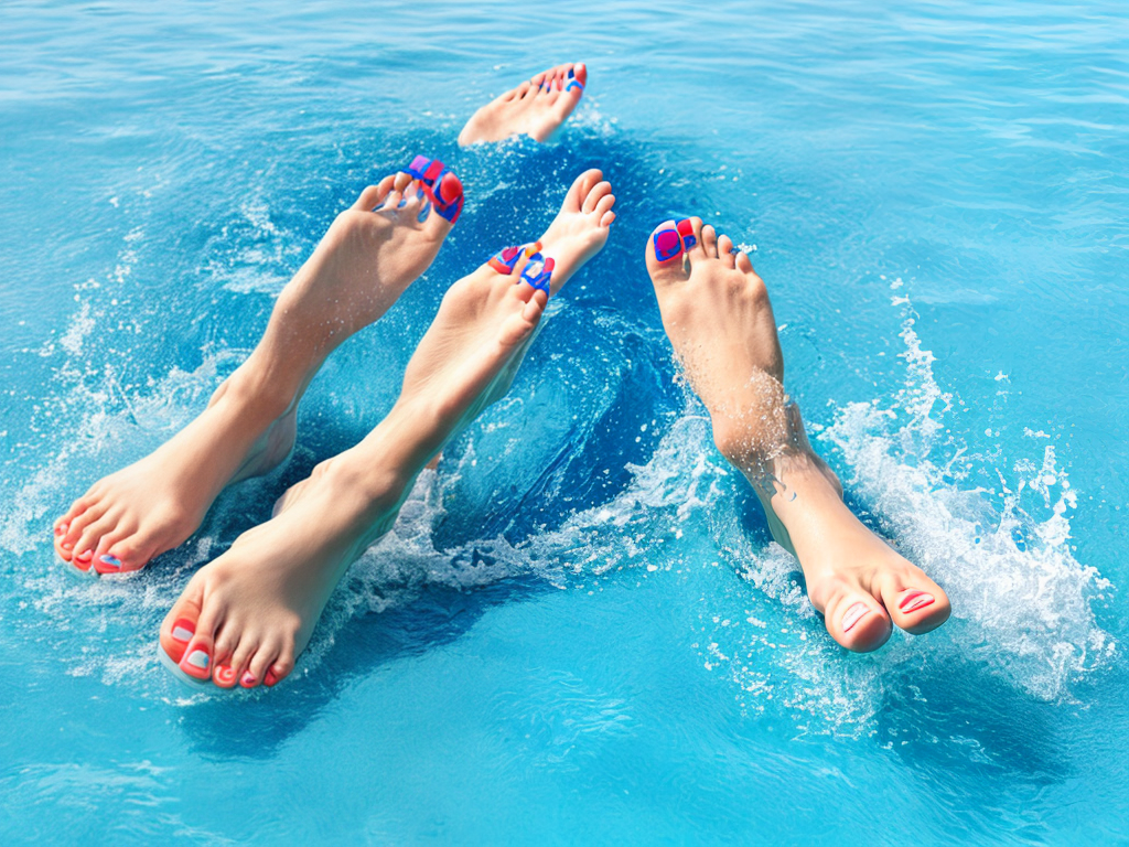 woman’s swim team feet smiling