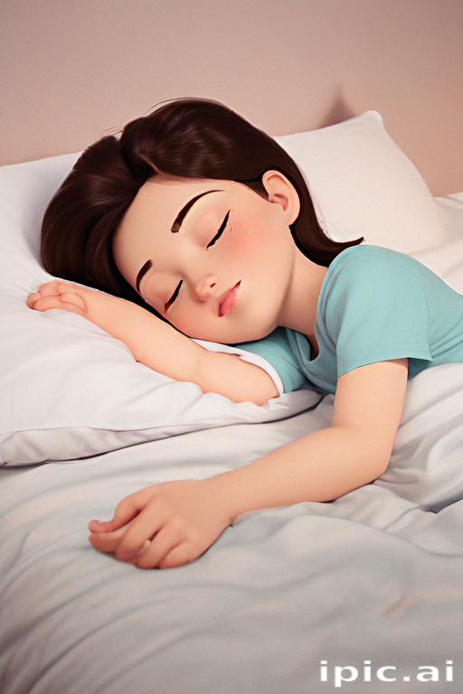 A Peaceful Animated Girl Enjoying a Restful Sleep in Her Bed