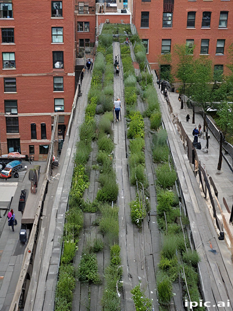 Urban Green Space: A Lush Elevated Garden Amidst City Life