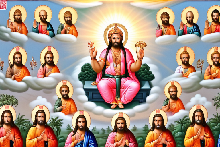 Divine Assembly: The Enlightened Ones Gather Around the Central Figure