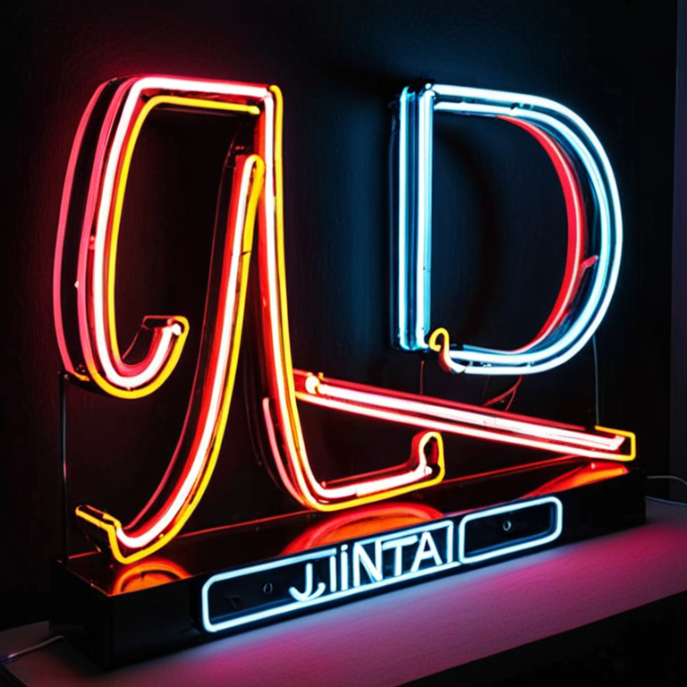 jintai is name on a neon sign surreal art