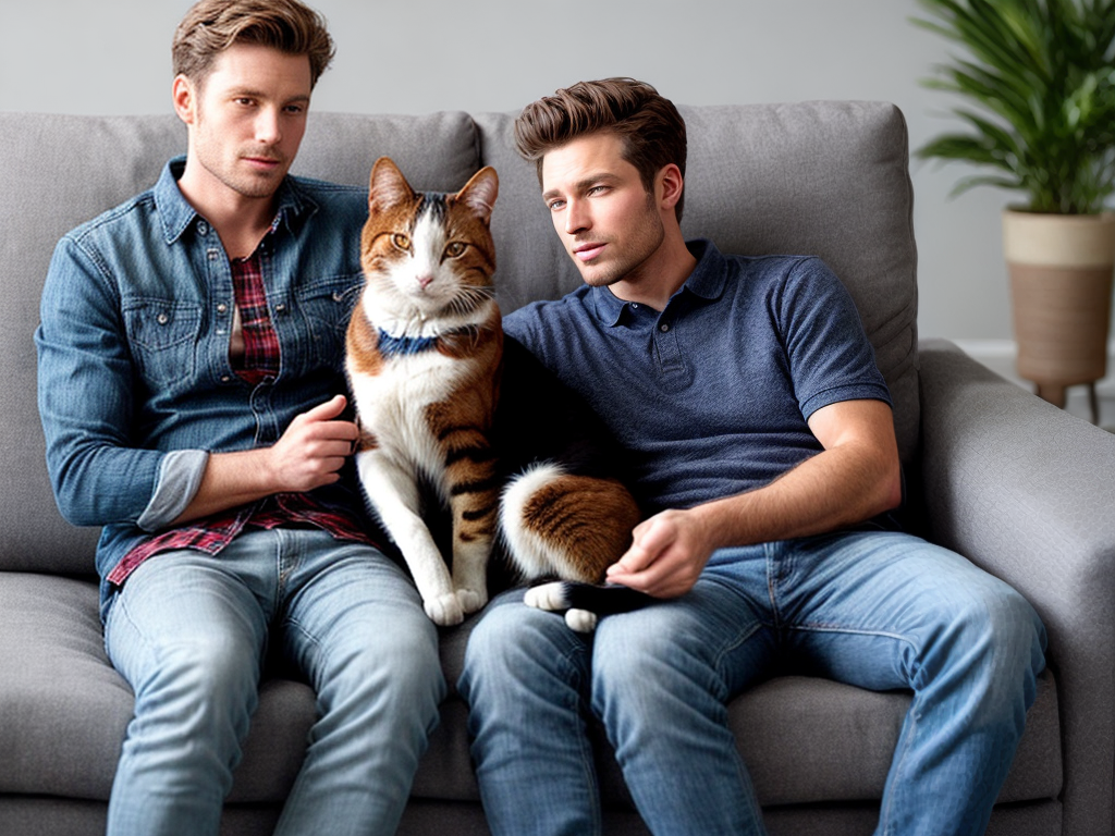 Man and cat on couch