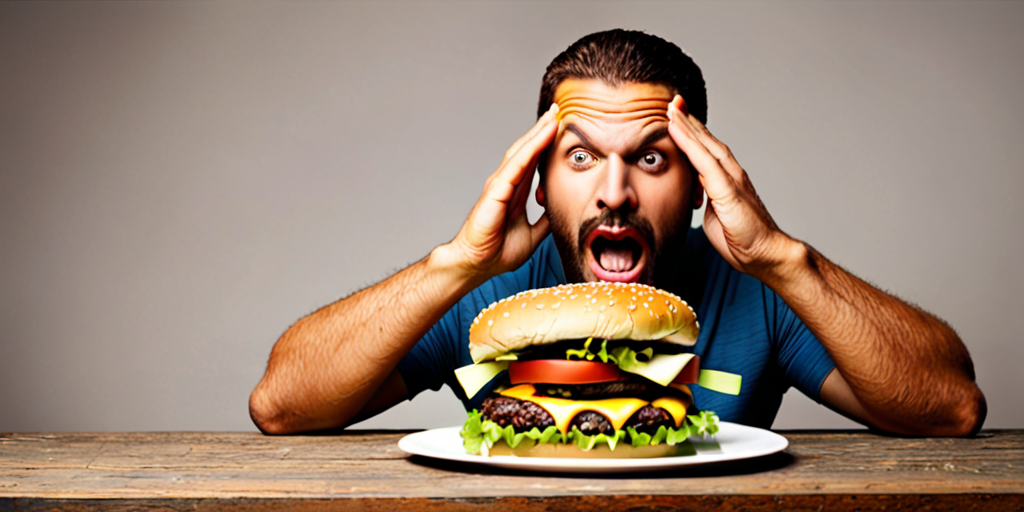 Person desperate to eat a burger