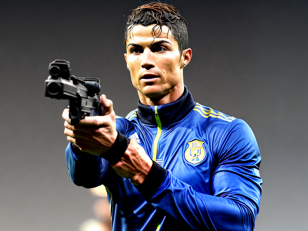 Cristiano ronaldo holding a gun