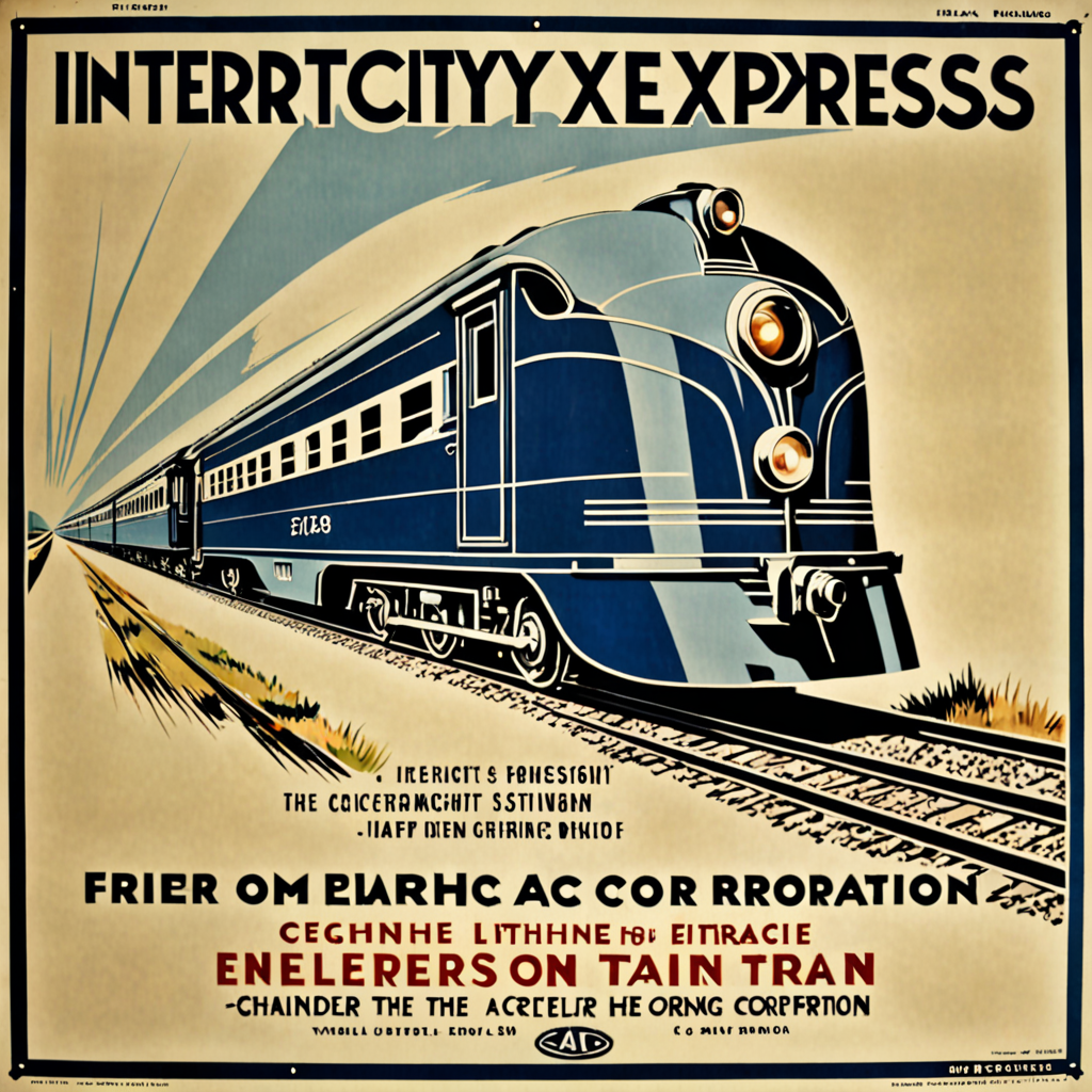 art deco streamline railway corporation poster Intercityexpress train