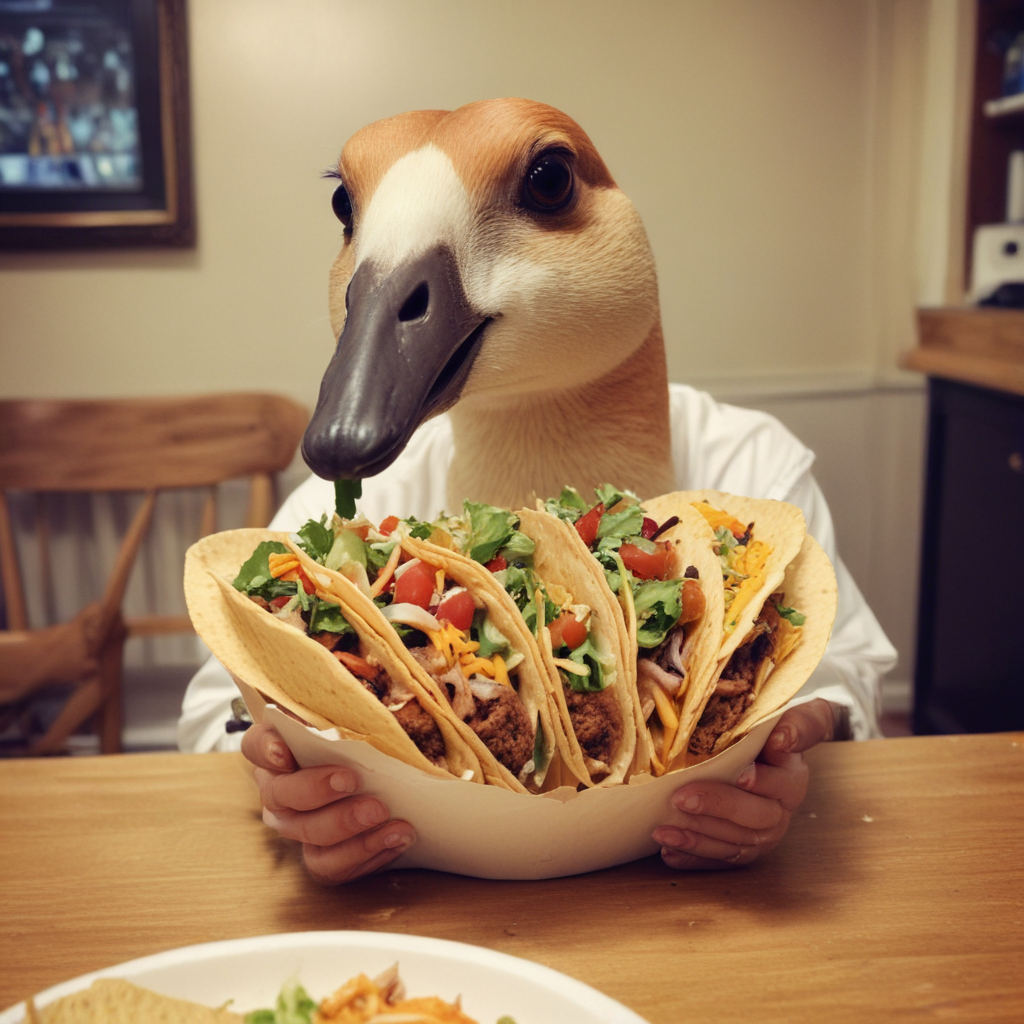 Goose Wayne eating Tacos
