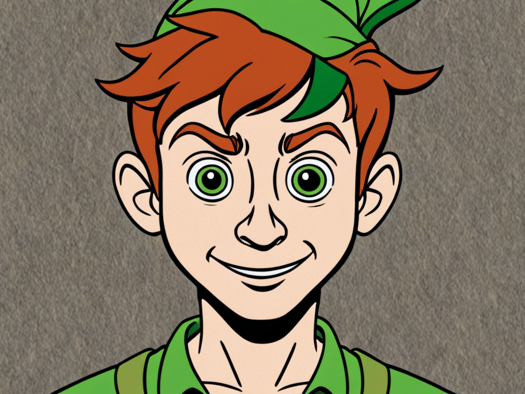 Peter Pan from the cartoon line art