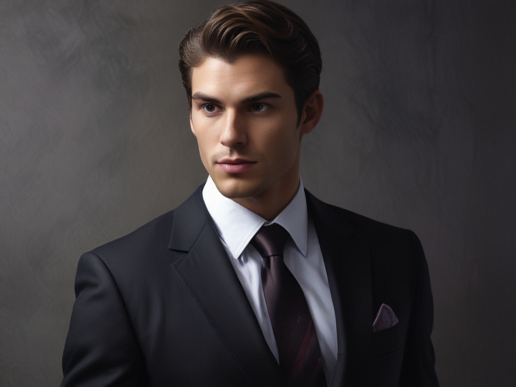 “Create a pretty solid male in suit mystery portrait of a figure ...